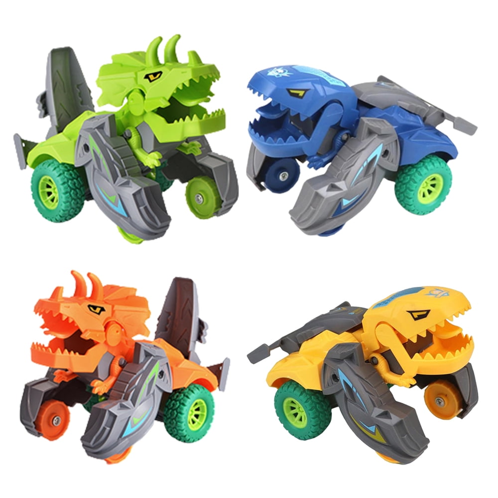 JUNWELL 4Pcs Dinosaur Inertia Car Toys for Kids 3-5 Year Boys and Girls ...