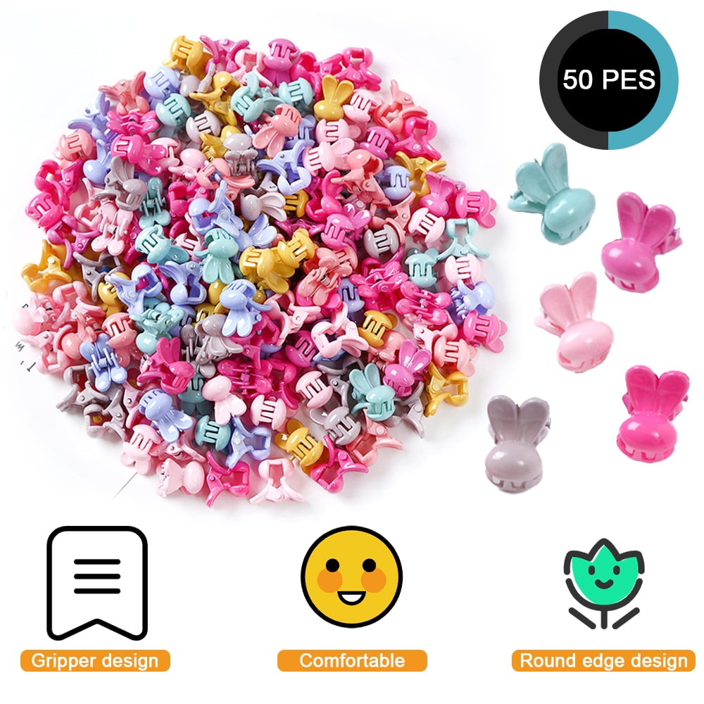 JUNWELL 50 Pcs Durable Mini Hair Claw Clips, Beautiful Rabbit Shape ...