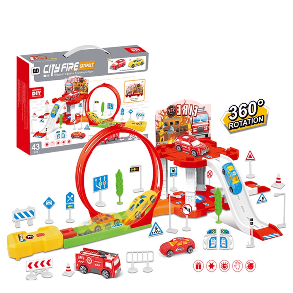 JUNWELL Assembled Car Playset 360 Rotation DIY Scenes Educational Toy ...