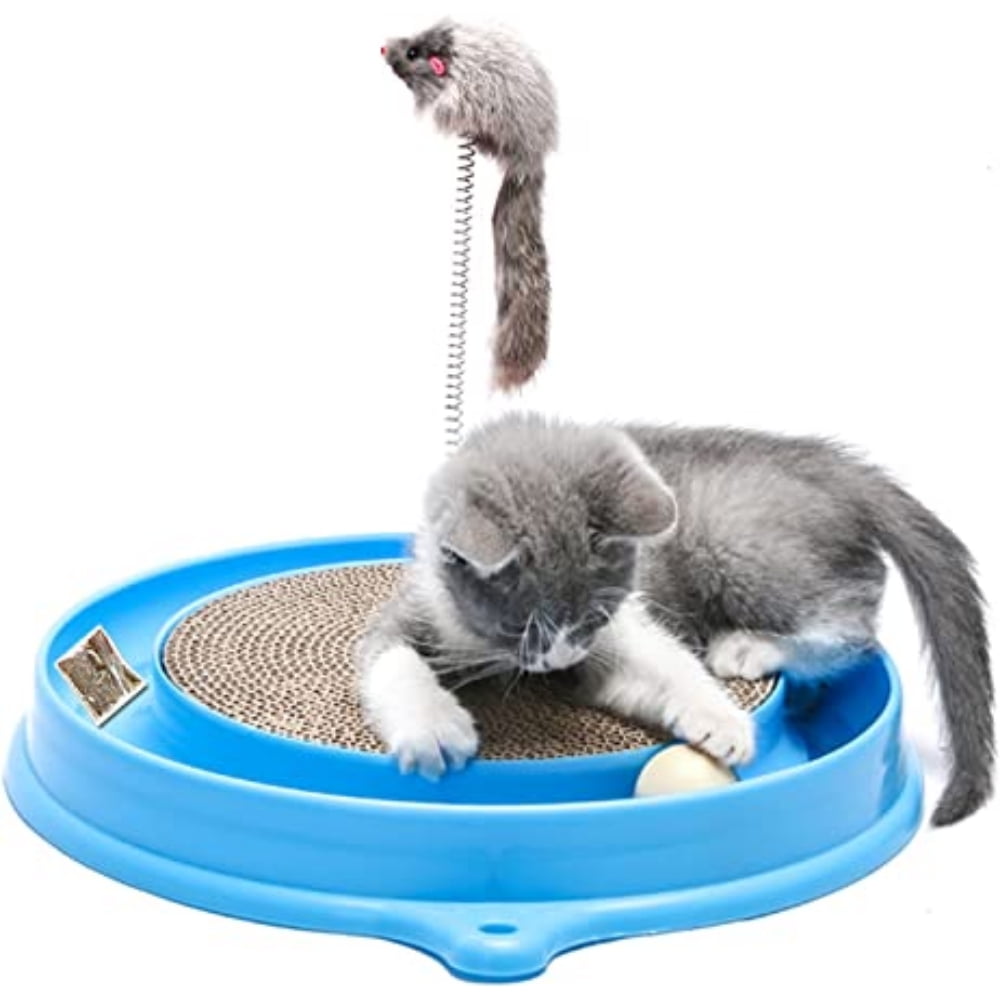 JUNWELL Cat Scratcher Toy, Turbo Cat Toy Post Pad Interactive Training ...