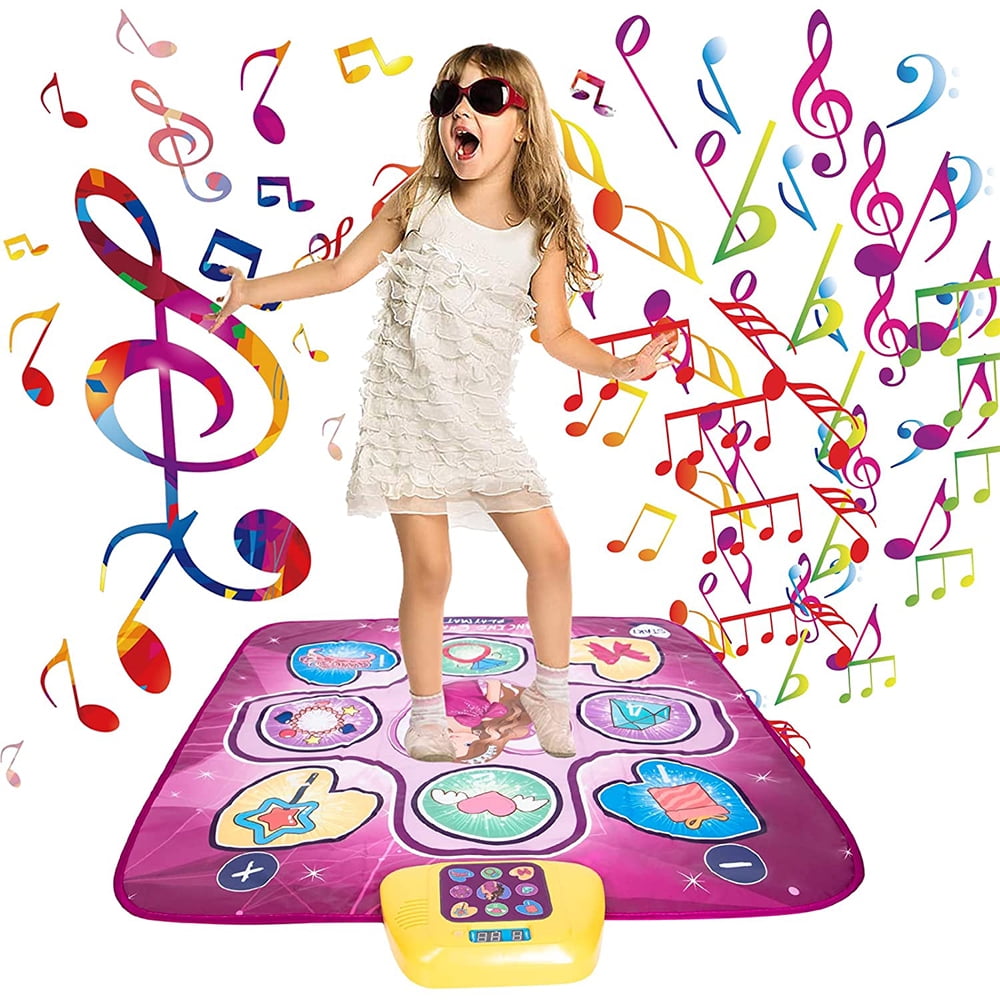 JUNWELL Dance Mat, Electronic Musical Play Mats Pink Dance Pad with LED ...