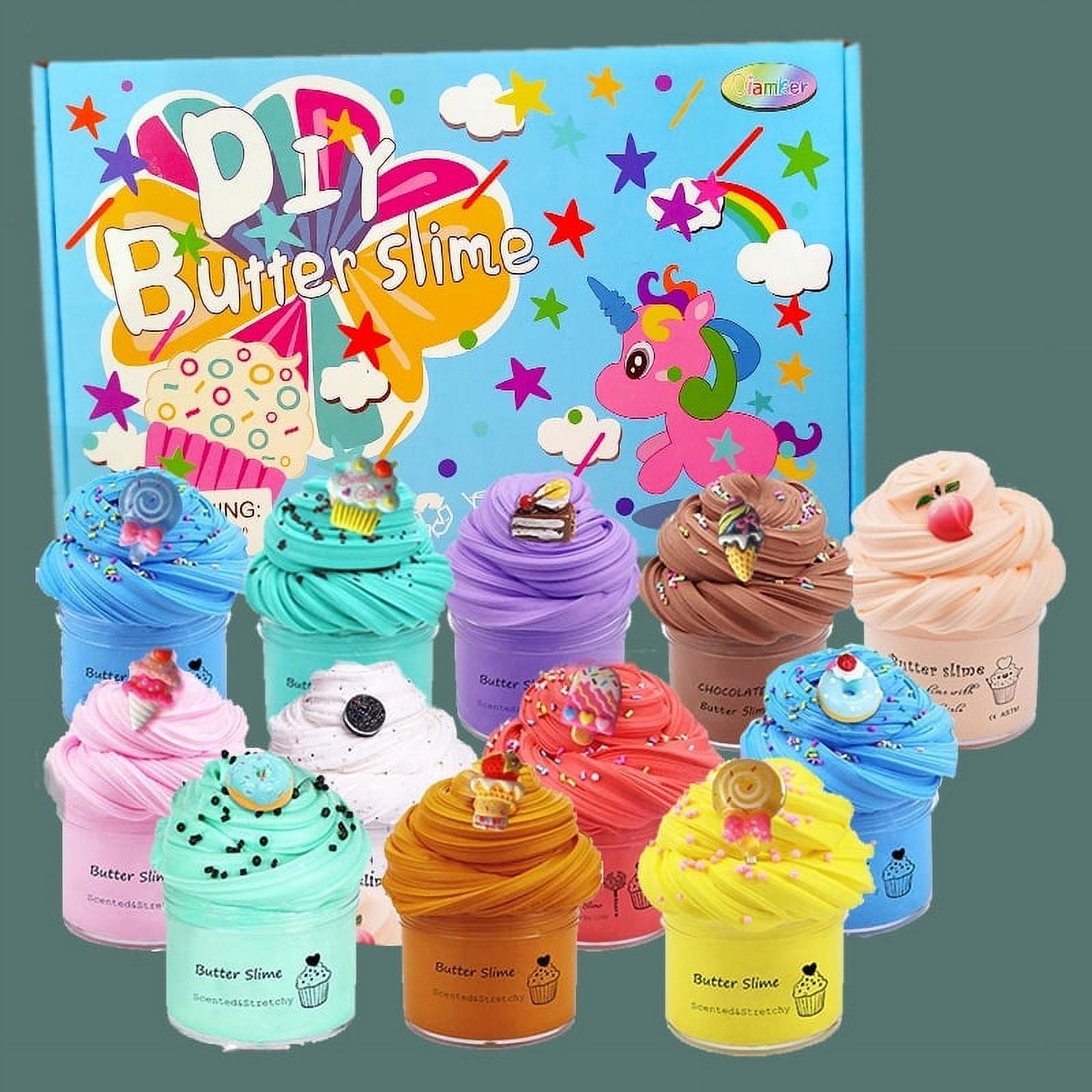 JUNWELL Fruit Butter Slime Kits for Kids with Watermelon Lemon Peachybbies Strawberry Avocado ...