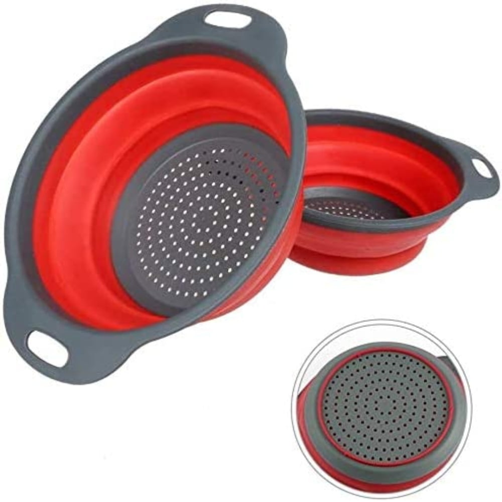 JUNWELL Household Silicone Collapsible Colanders (Strainers) Set of 2 ...