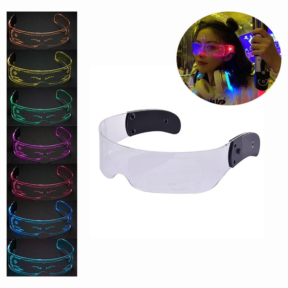 JUNWELL LED Light Up Glasses for adult,LED Visor Glasses 7 Colors ...