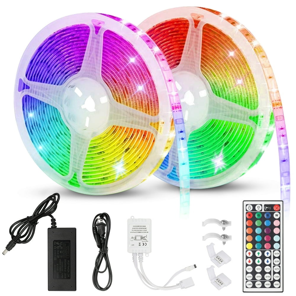 JUNWELL LED Strip Lights 32.8ft RGB Light Strip 600 LED Tape Light with ...