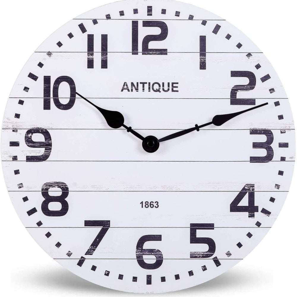 JUNWELL Modern Simple Wall Silent Clock Vintage Mid-Century Style ...