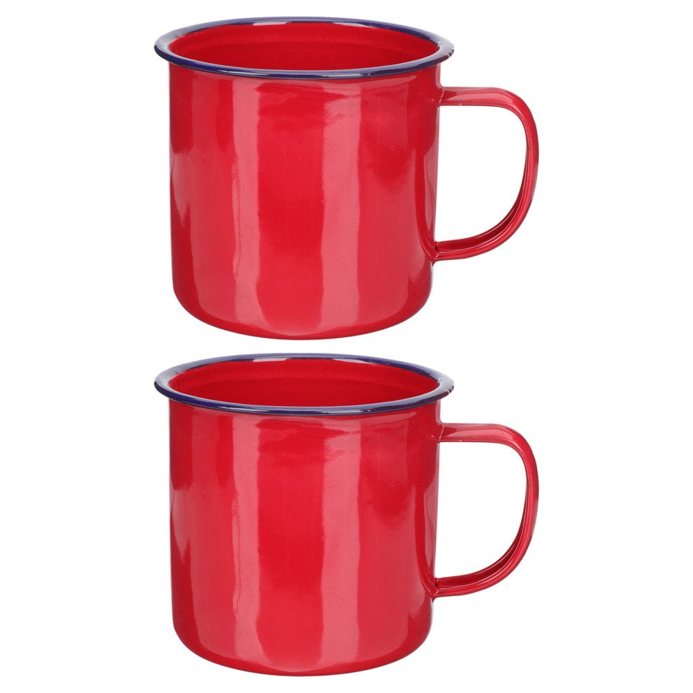 JUNWELL Mug Cup Enamel Camping Coffee Cups Mugs Drinking Tea Old Tin ...