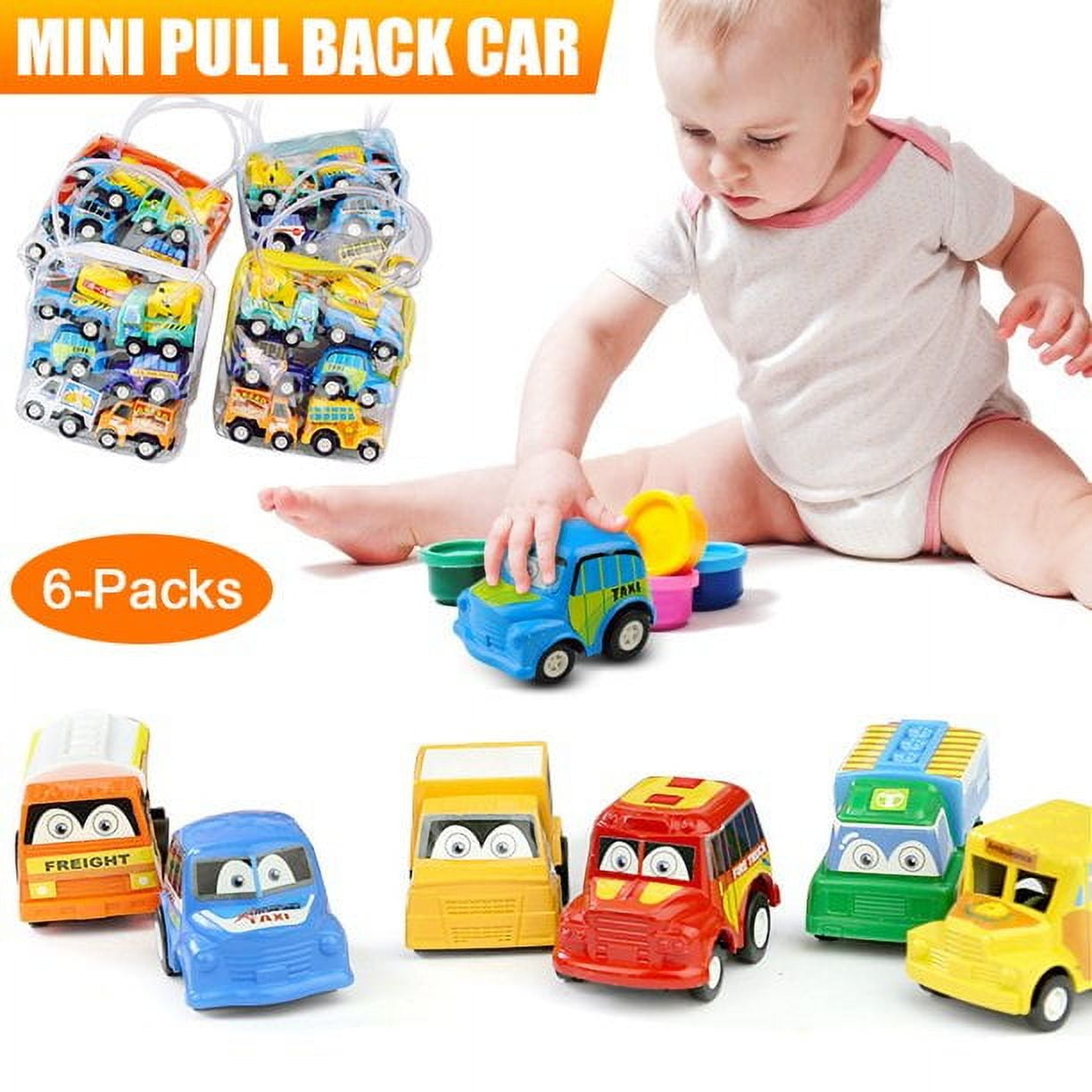 JUNWELL Pull Back Cars for Toddlers, 6 Pack Construction Vehicles Toys ...