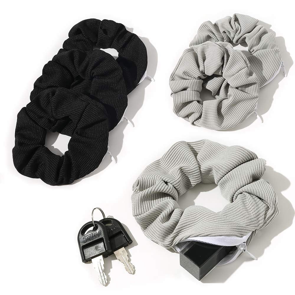 JUNWELL Scrunchies With Pocket Zipper Hair Ties for Women Big Vsco Girl ...