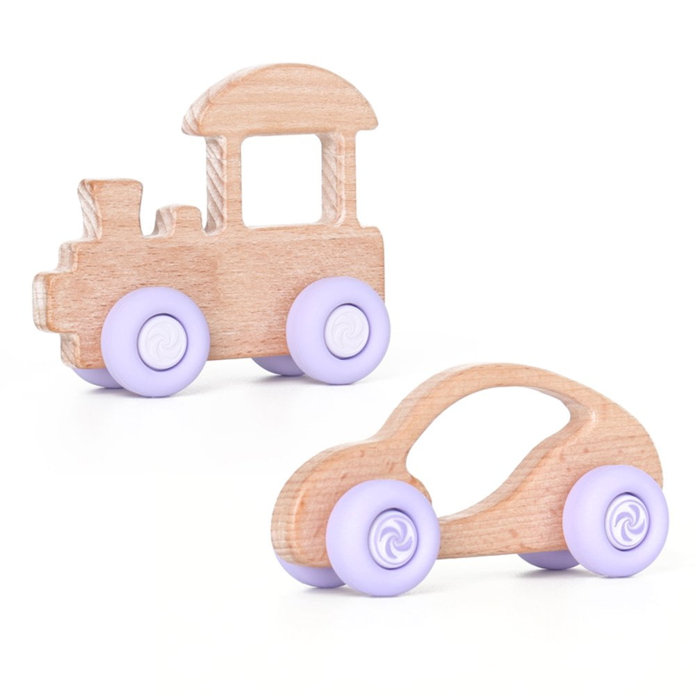 JUNWELL Small Wooden Cars Educational Wooden Toy Car Beech Toy Cars ...
