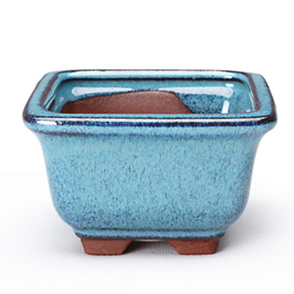 JUNWELL Succulent Flower Pot Glazed Square Ceramic Planter Pot With ...