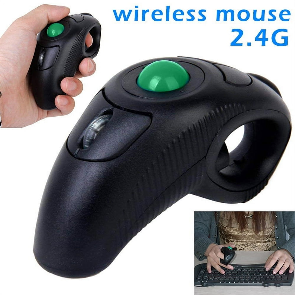 JUNWELL USB 2.4GHZ Wireless Finger HandHeld Trackball Mouse Mice for PC ...