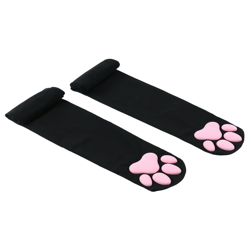 JUNWELL Women Cat Paw Pad Socks Cute 3D Kitten Claw Socks Thigh High ...