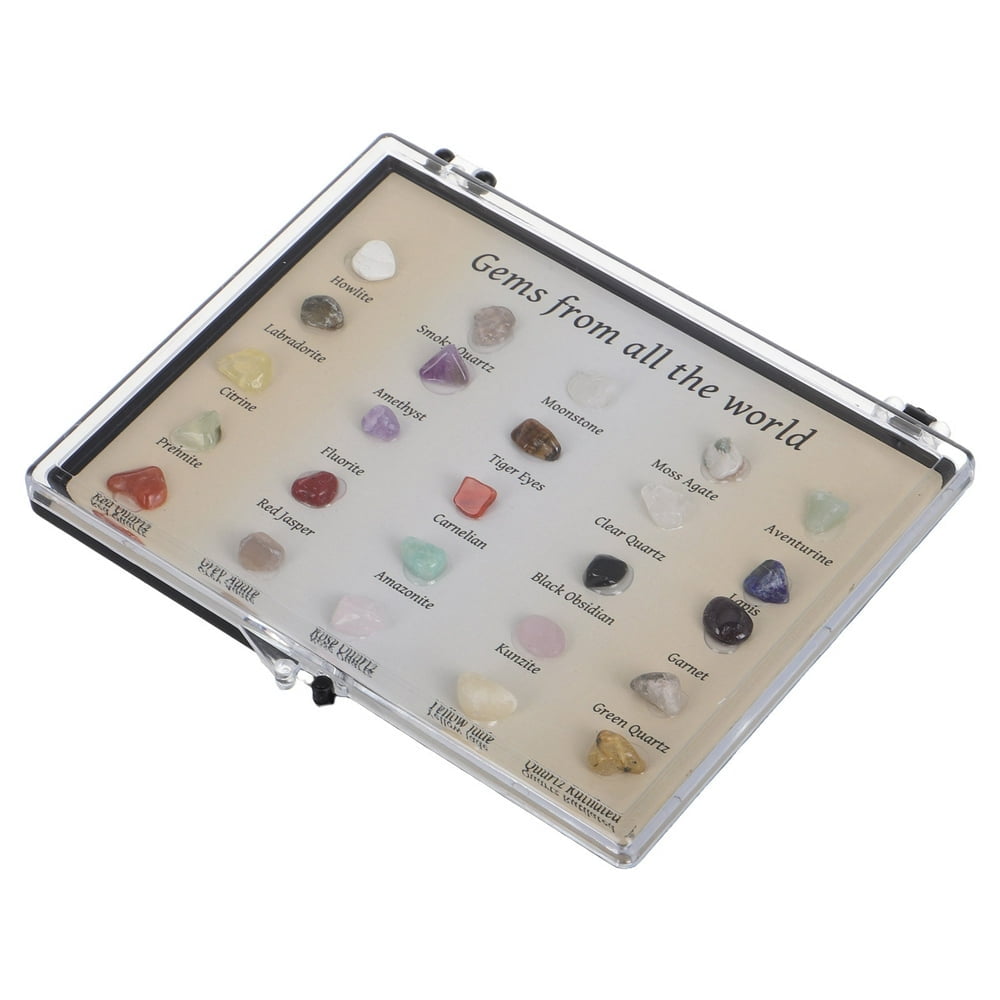 JUNWELL1 Set Mini Crystal and Gemstone Collection Box with 25 Specimens ...