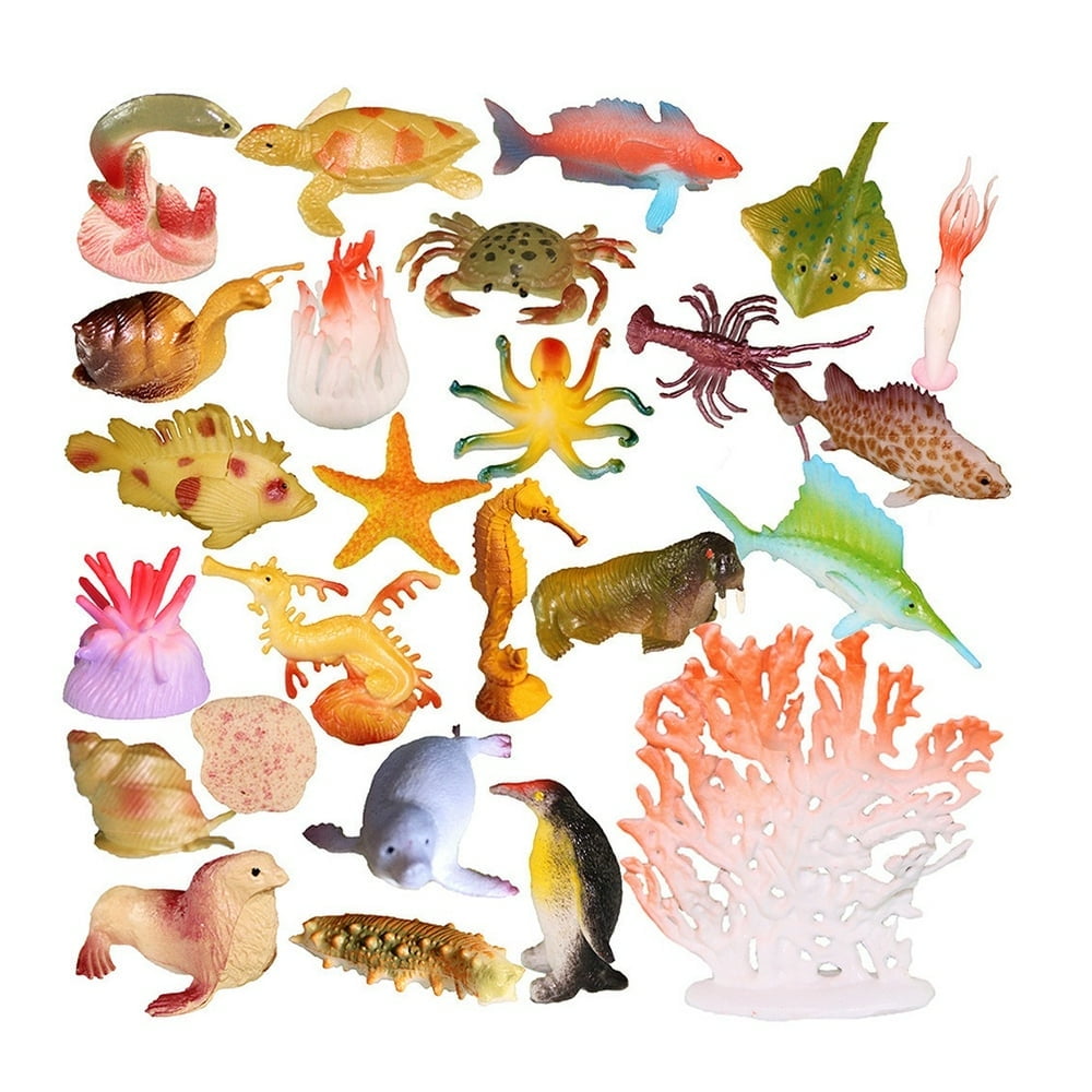 JUNWELL26pcs Simulation Marine Animal Model Toys Sea Ocean Animals Pool ...