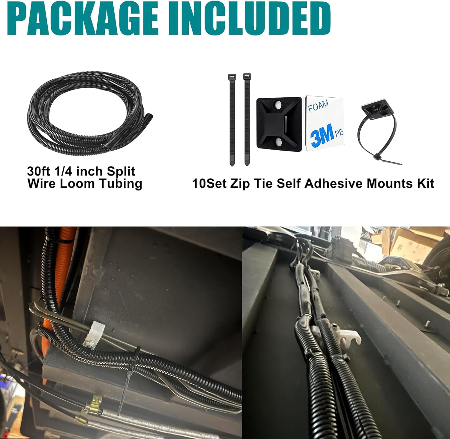 JUNXIAO-1/4 Inch Wire Loom Split Tubing - 30 ft Cord Protector Electric ...