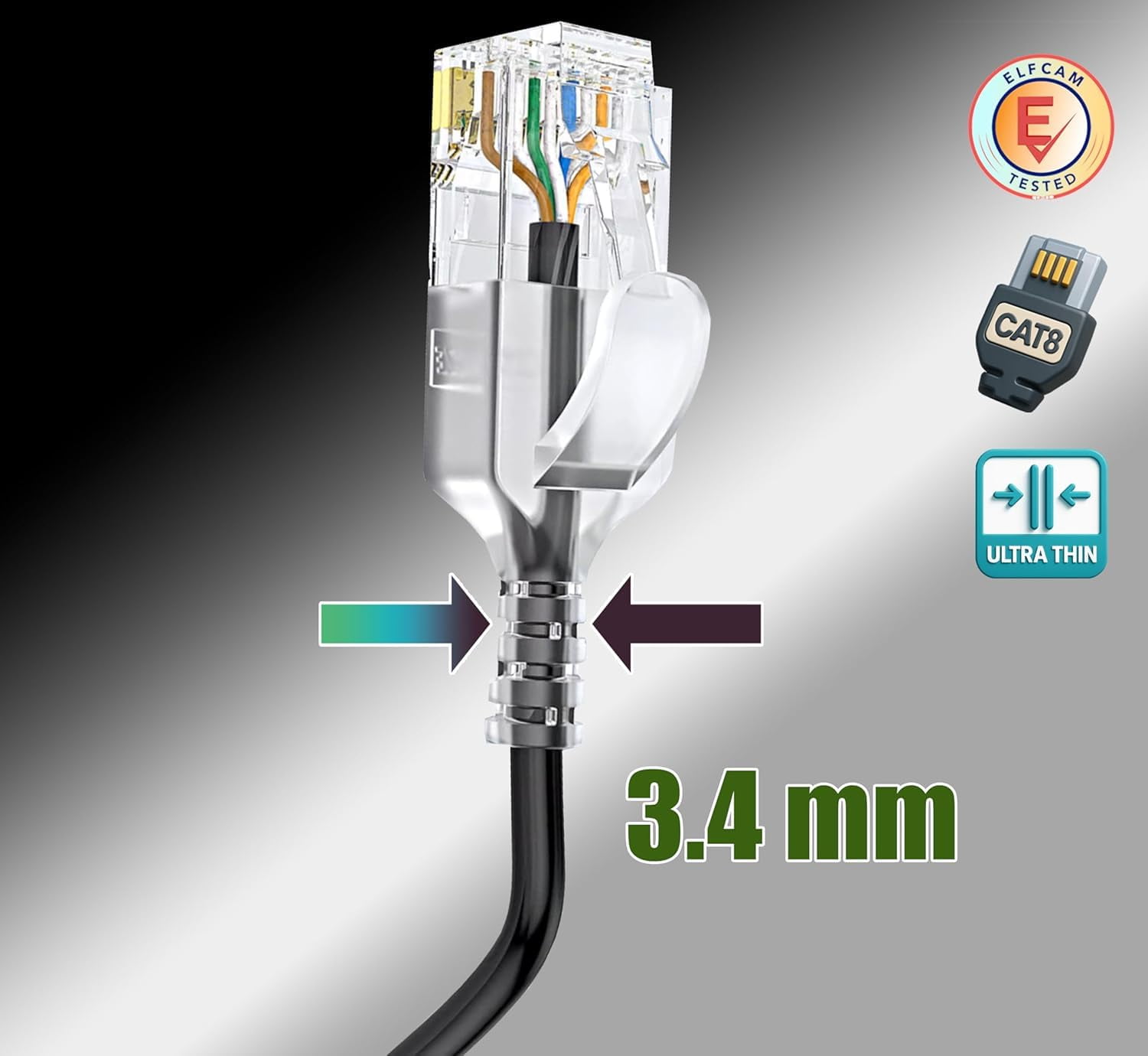 JUNXIAO-- 1,5m/4.92ft Slim Cat 8 Ethernet Cable, LAN WAN Cable, Cat8 ...