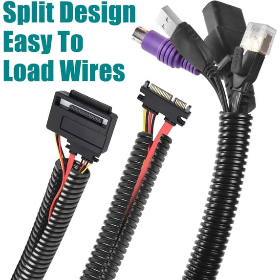 JUNXIAO-1 Inch Wire Loom Split Tubing - 25 ft Cord Protector Electric ...