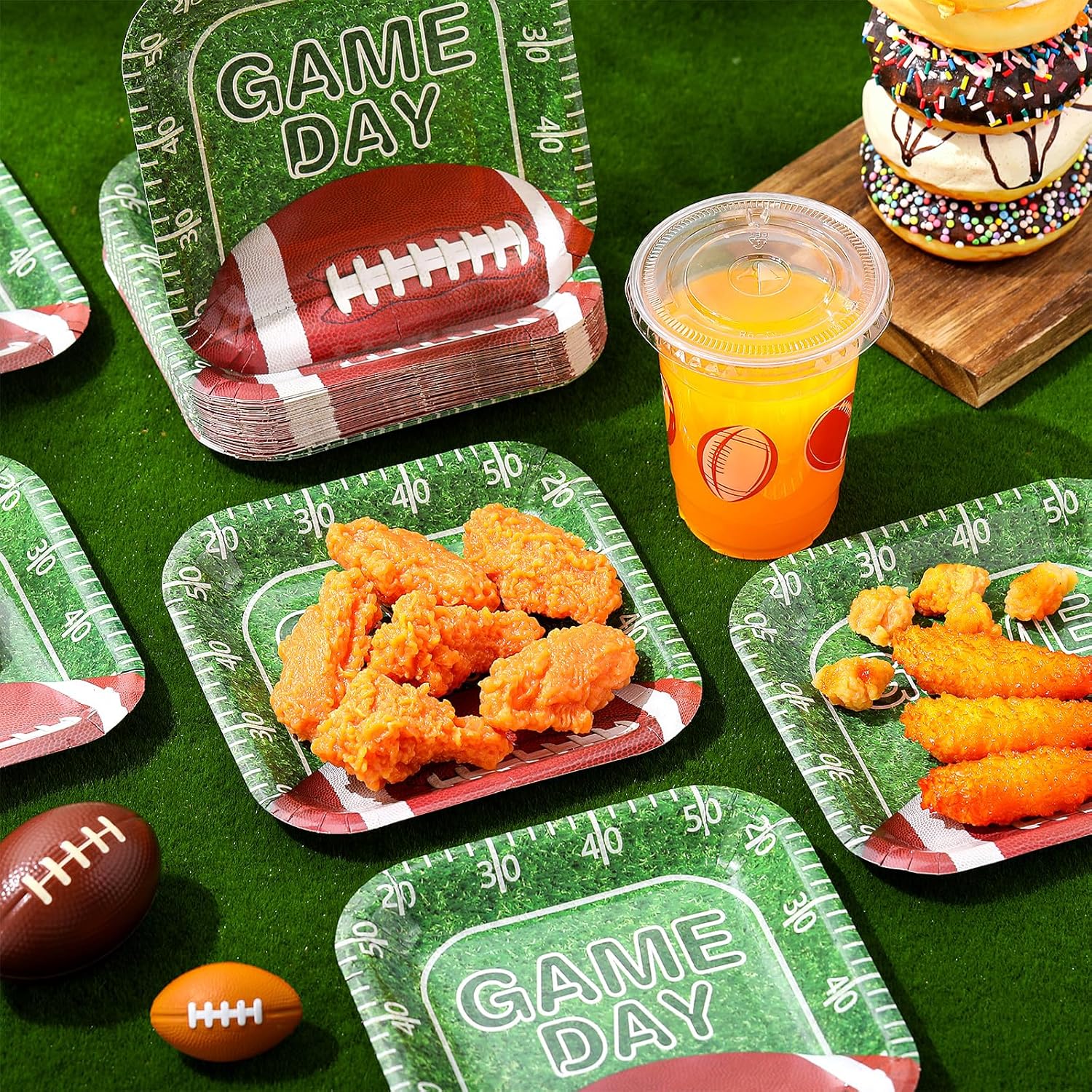 JUNXIAO-100 Pcs Football Dessert Plates Bulk 7 Inch Football Paper ...
