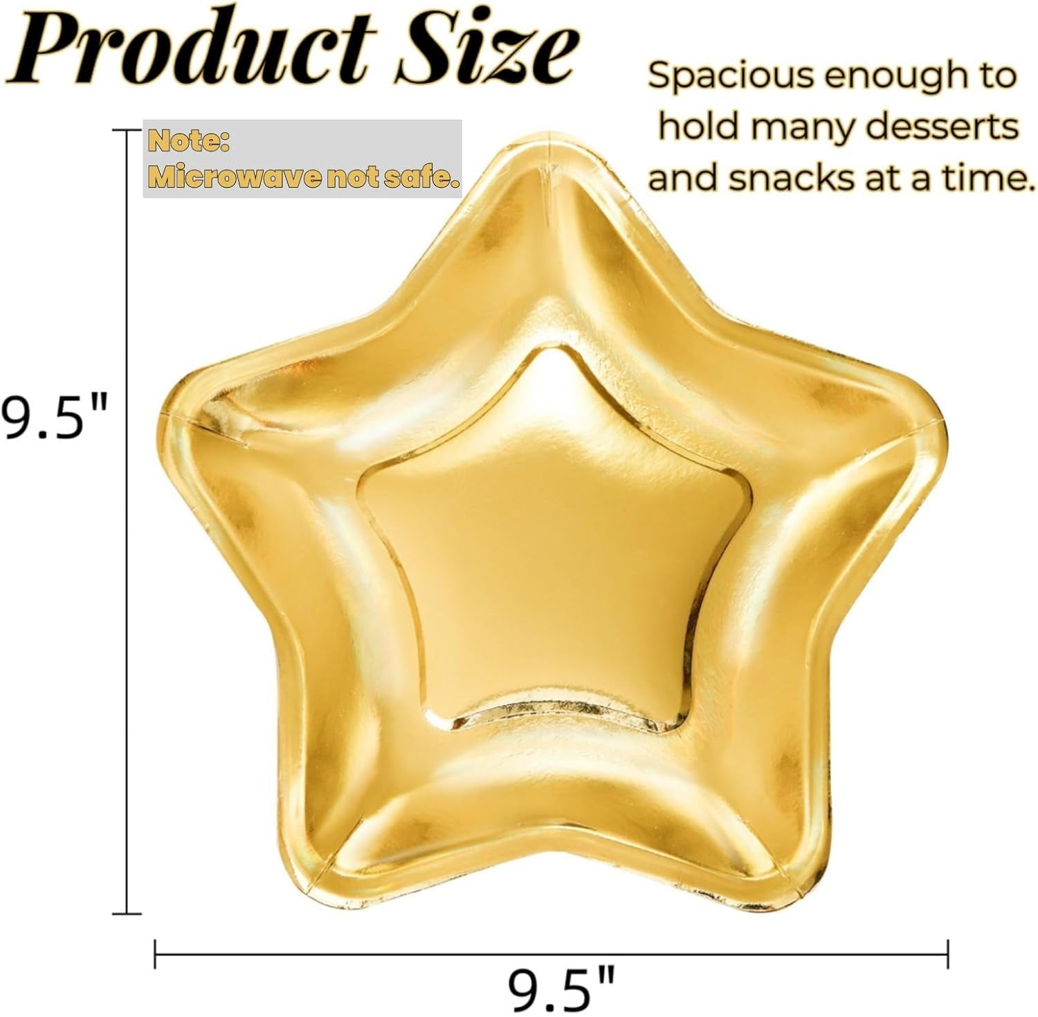 JUNXIAO-100PCS Star Shape Paper Plates, 9.5 Inches Disposable Pentagram ...