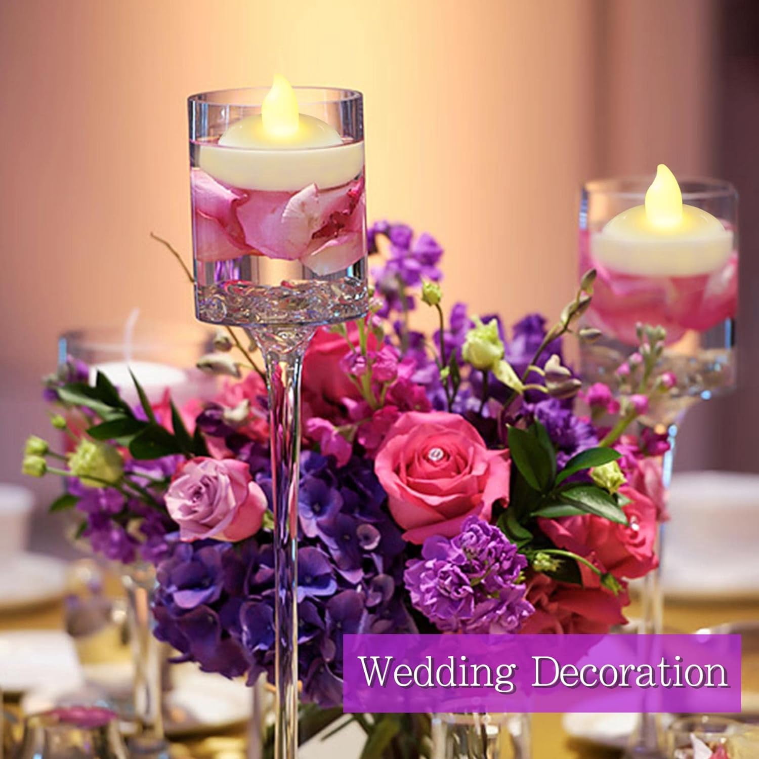 JUNXIAO-12 PCS Flameless Waterproof Floating LED Candles, Battery ...