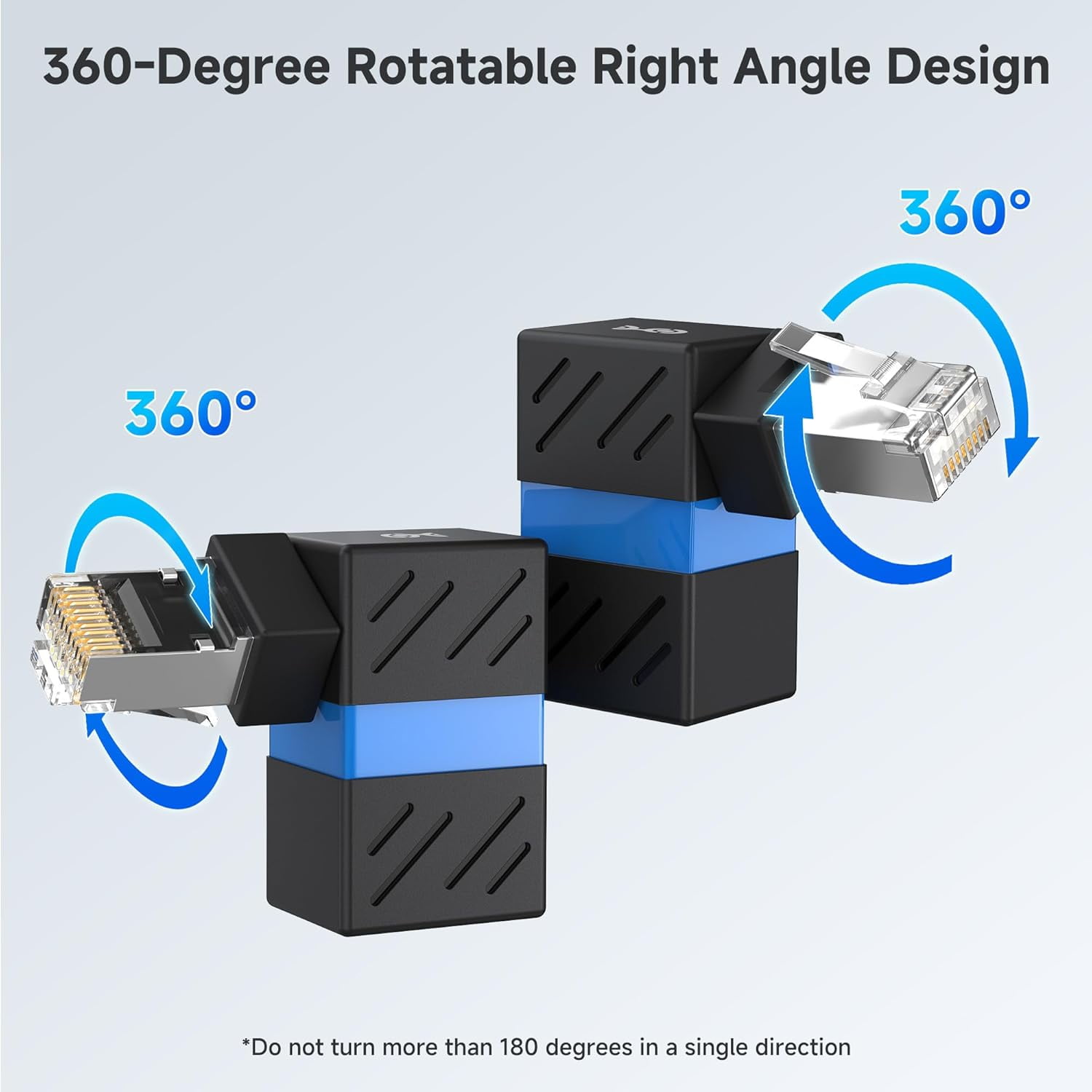 JUNXIAO-2-Pack 10Gbps 360° Rotatable Cat 6A Right Angle Ethernet ...