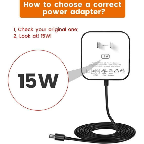 JUNXIAO-2-Pack 15W Power Cord Adapter for Alexa Dot 5th Gen, 4th, 3rd ...