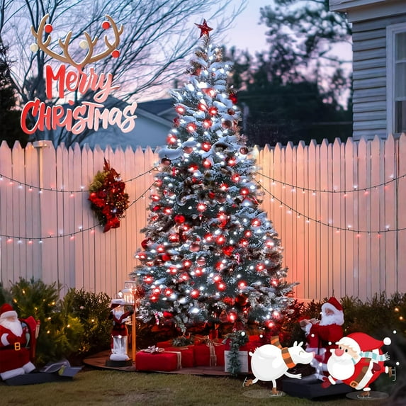 JUNXIAO-2 Pack Red and White Christmas Lights, Each 100 LED 33ft Solar ...