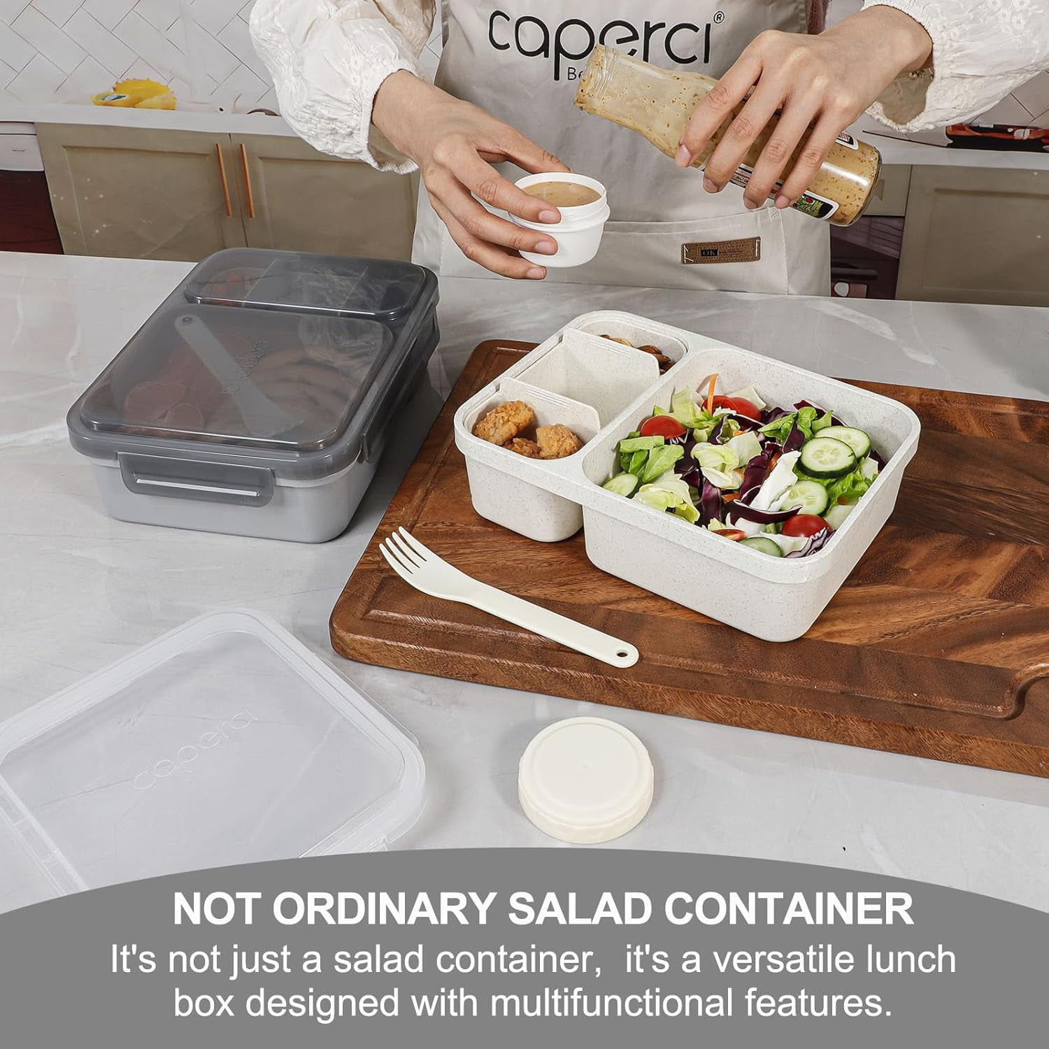 JUNXIAO-2 Pack Salad Container for Lunch - 62 oz Large Bento Lunch Box ...