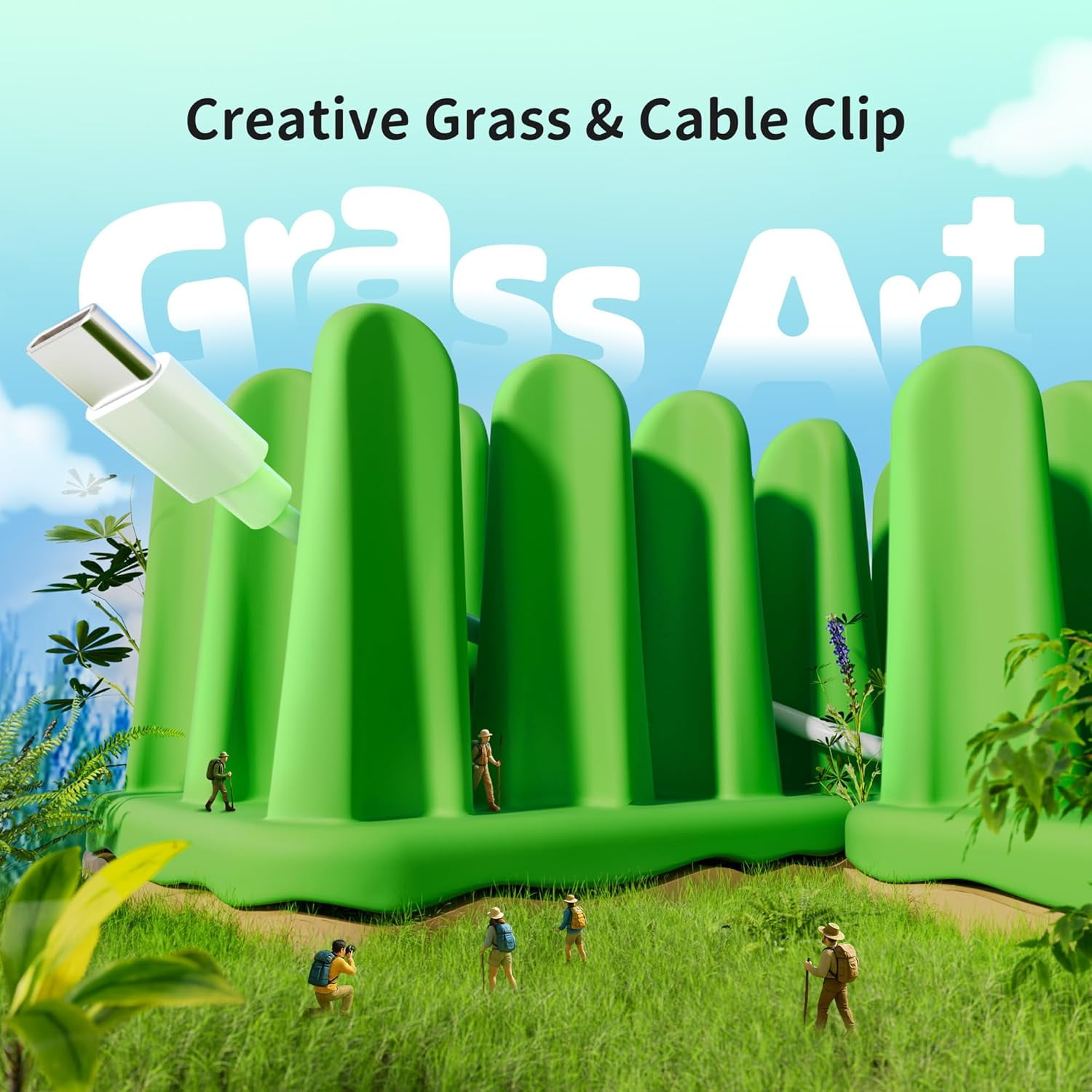 JUNXIAO-2 Pack Turf Cable Organizer – Silicone Grass Wire Holder with ...