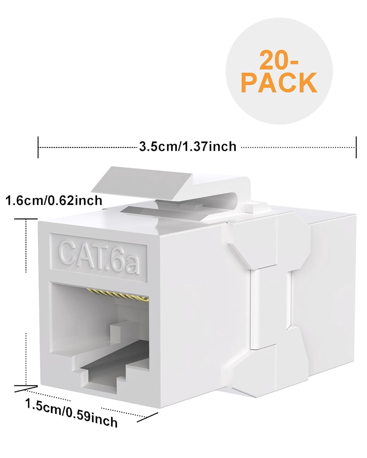 JUNXIAO-20 Pack Cat6A Keystone Jack Coupler RJ45 Female to Female ...