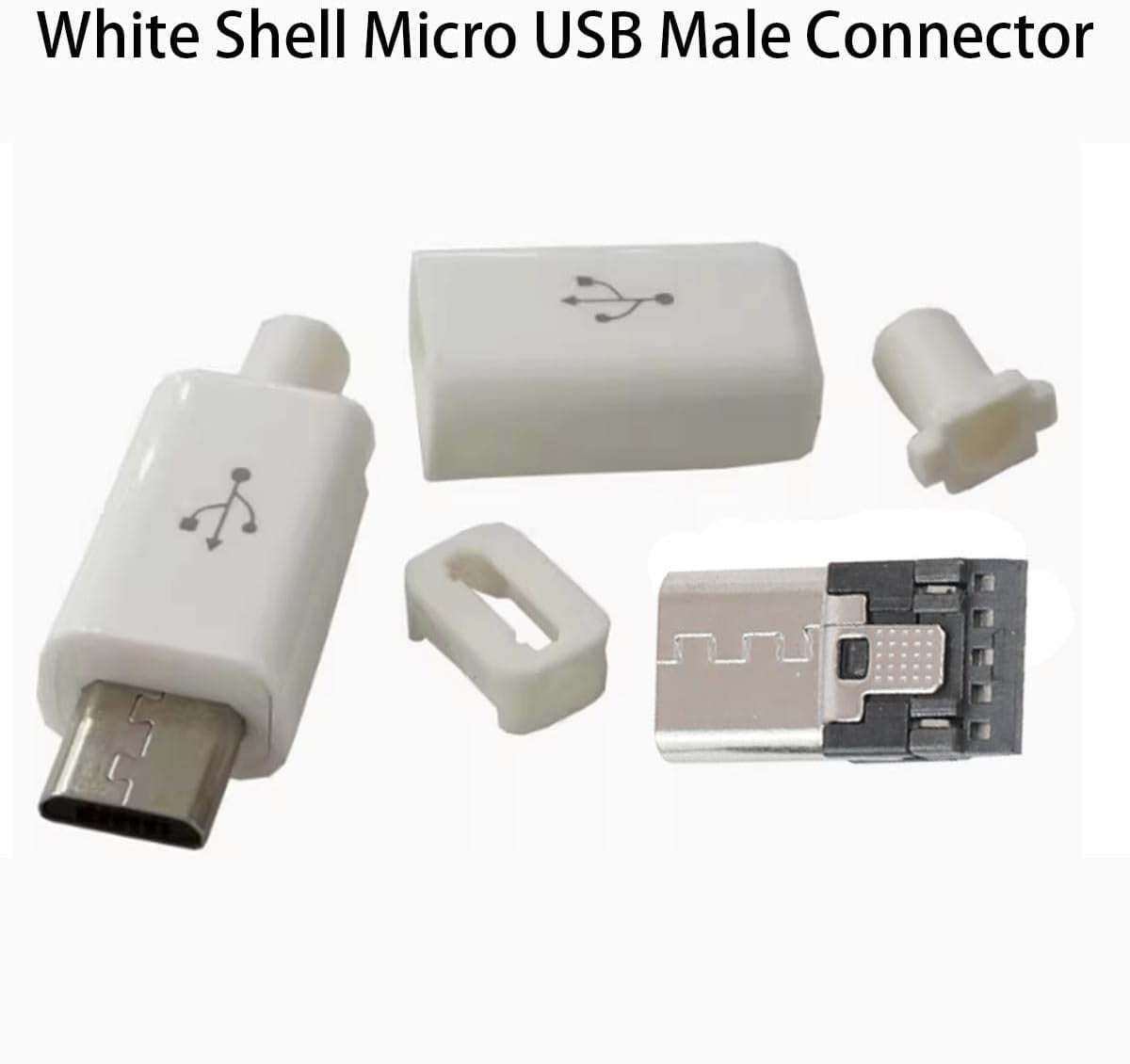 JUNXIAO-20 Sets Micro USB Male Connector with Plastic Cover,USB Type B ...