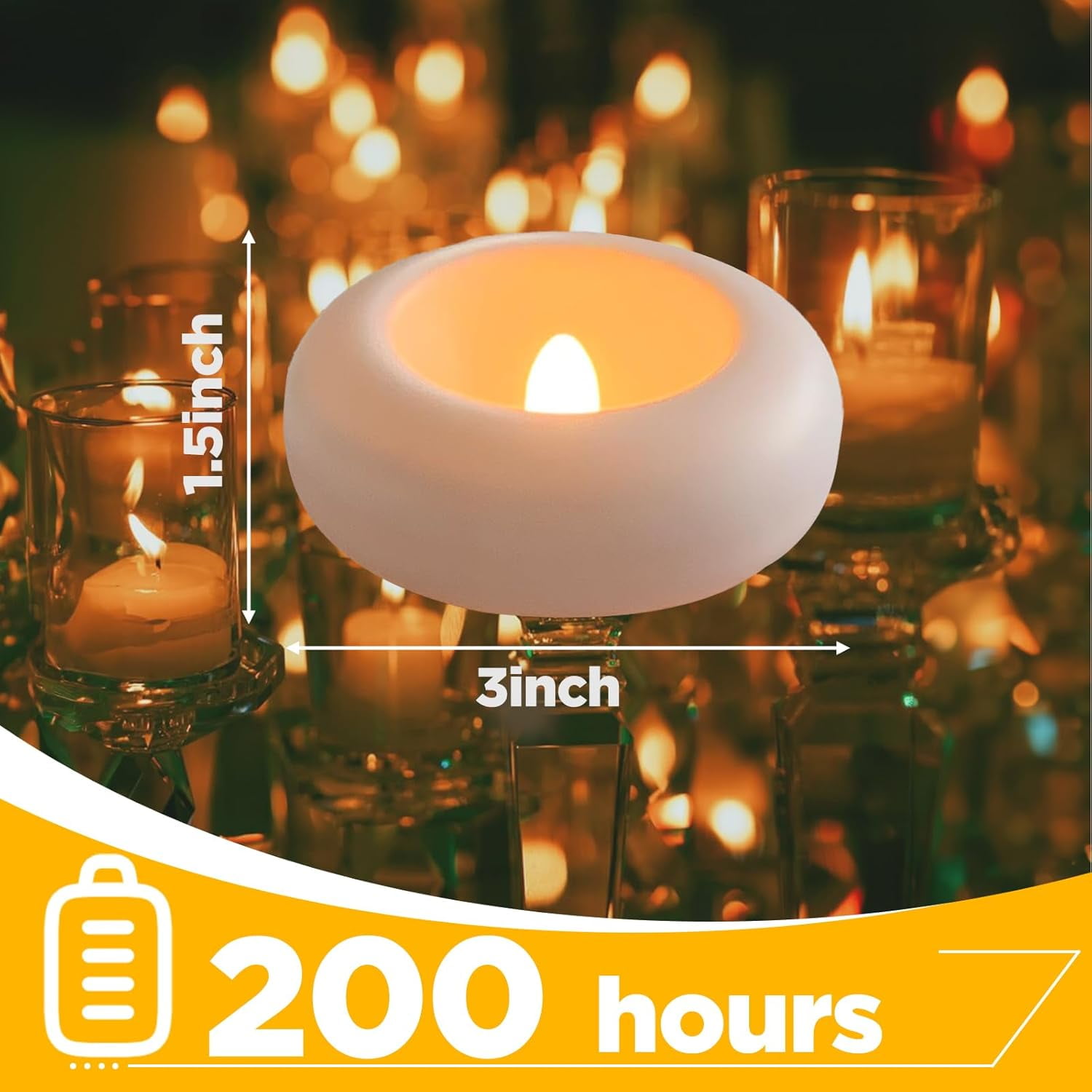 JUNXIAO-24 Pack 3” Flameless LED Floating Candles, Water-Activated ...