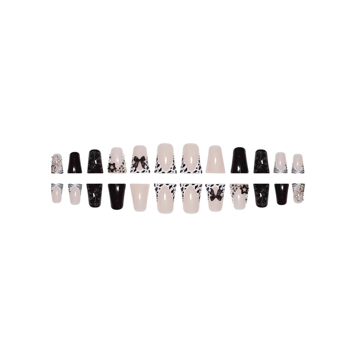 JUNXIAO-24 Pcs Press on Nails Short Square Nail Tips,YEFIUO Fake Nails ...