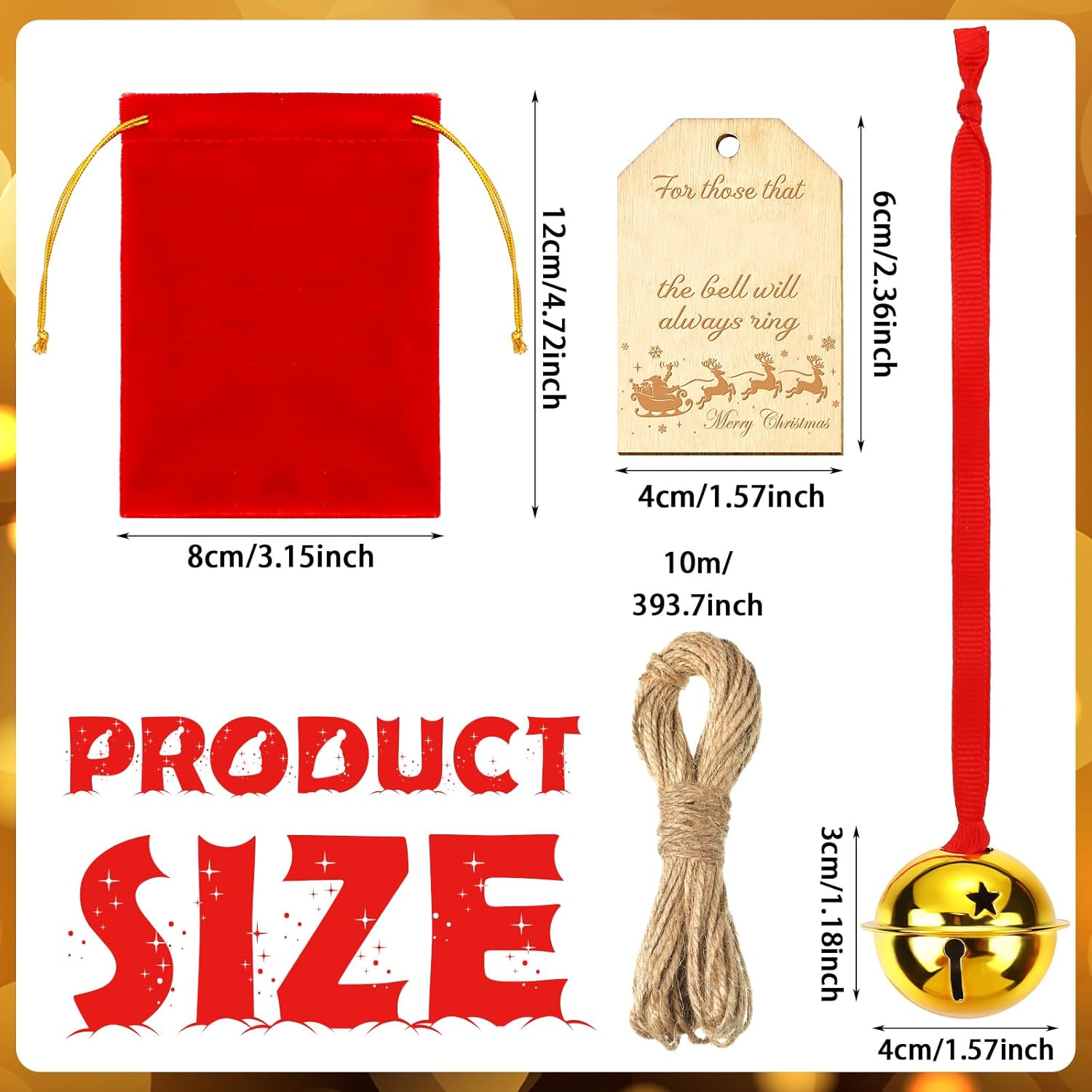 JUNXIAO-24 Sets Christmas Believe Bells Polar Sleigh Bells Gifts ...