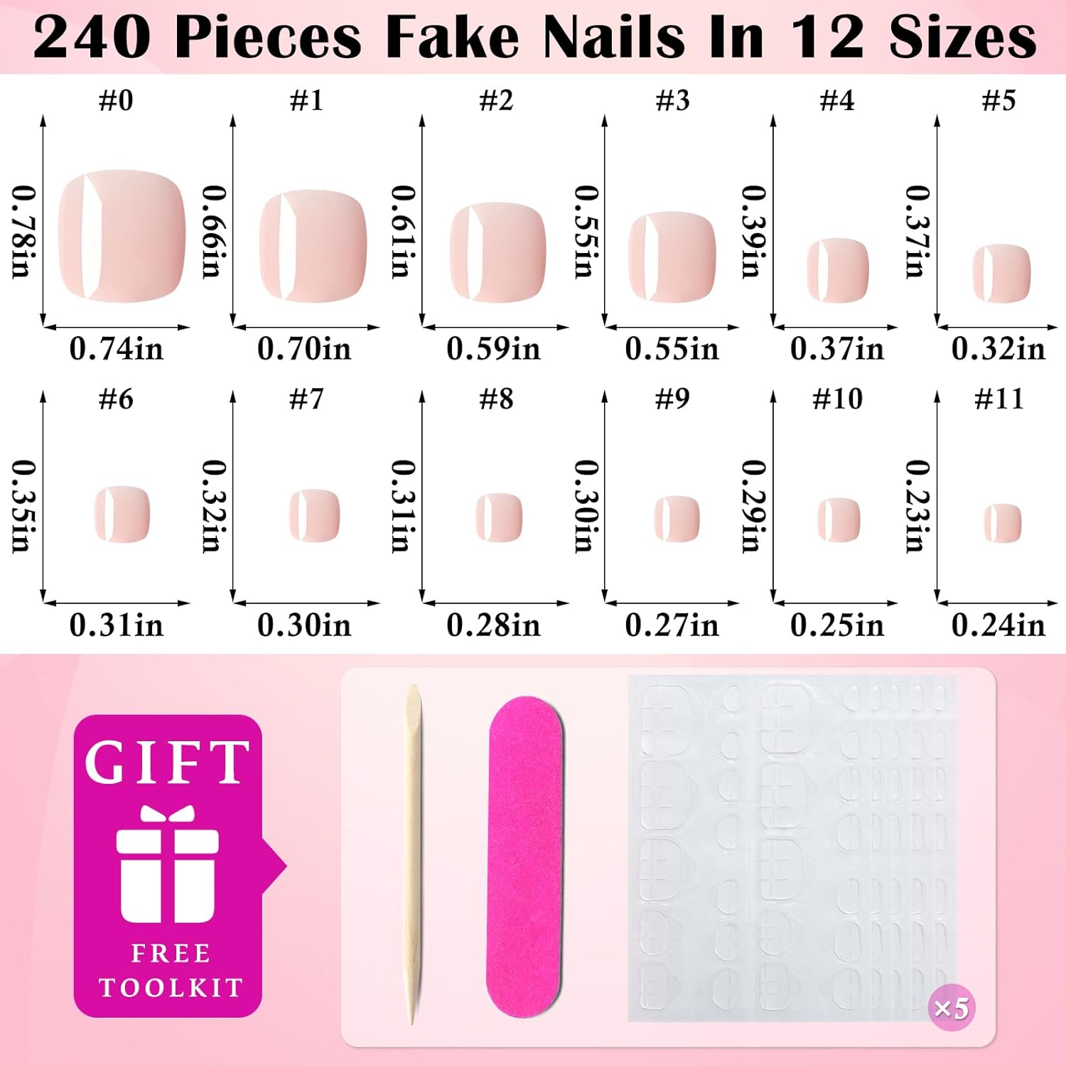 JUNXIAO-240pc Nude Press on Toenails Women Fake Toe Nails with Glue Tab ...
