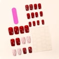 JUNXIAO-24pcs Press on Nails Square-shaped False Nail with Deep Red ...