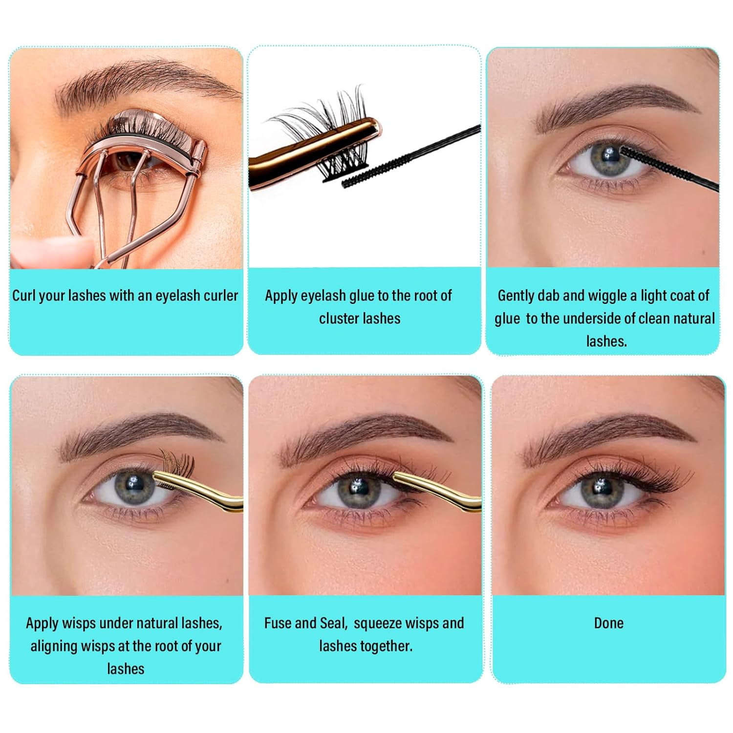 JUNXIAO-280pcs Cluster Lashes 60D Heat-Bonded Lash Clusters, 14 Rows ...