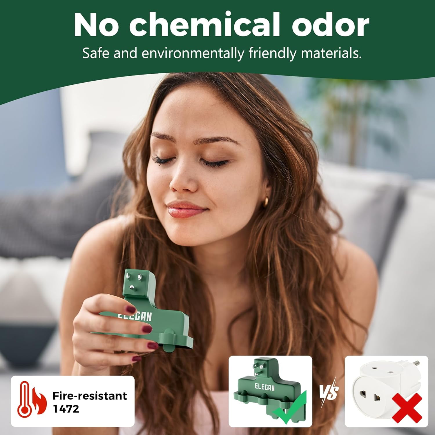 JUNXIAO-3-Outlet Wall Plug Adapter Green 2 Pack,Heavy Duty Outdoor ...