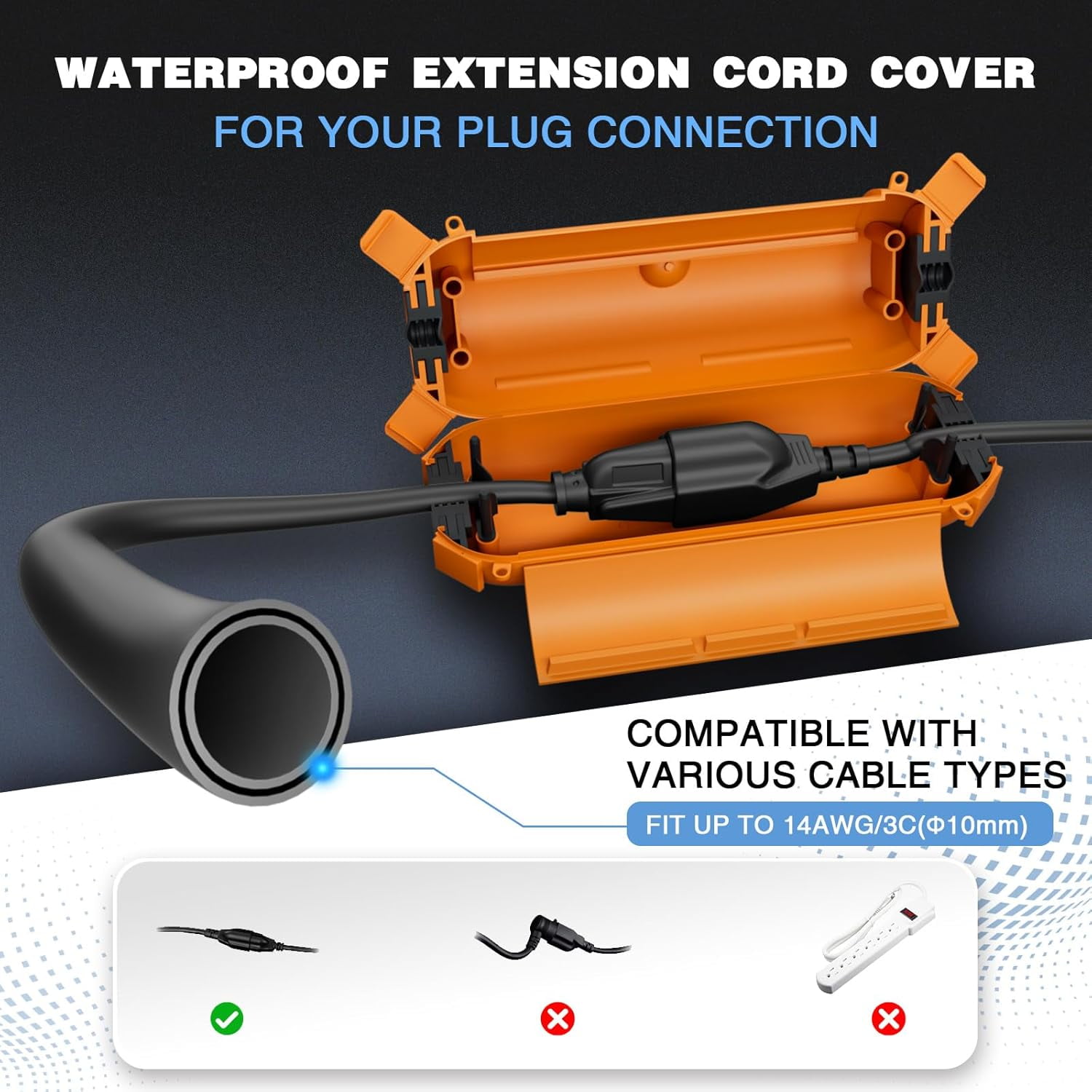 JUNXIAO-[3 Pack] Outdoor Extension Cord Safety Cover with Waterproof ...