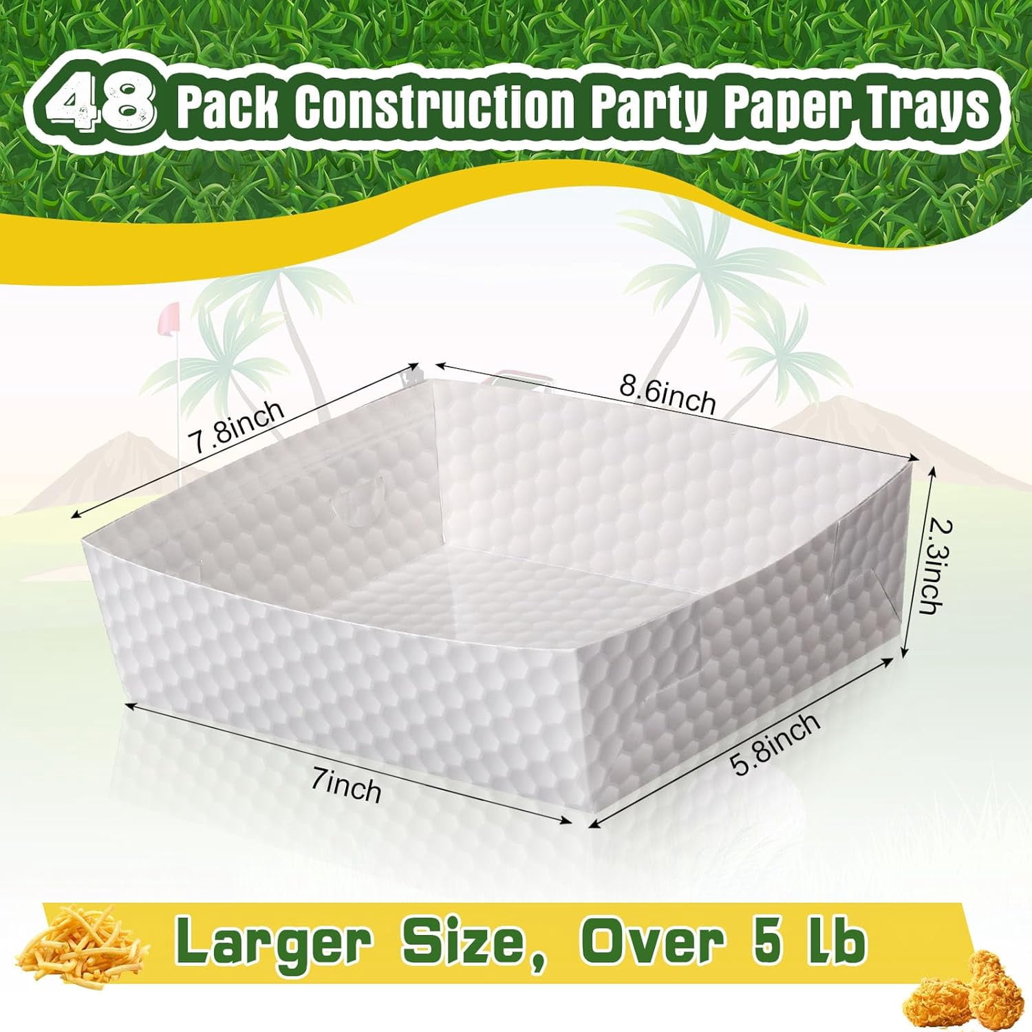 JUNXIAO-36 Pack Golf Party Supplies Large 5 lb Golf Plates Trays Paper ...