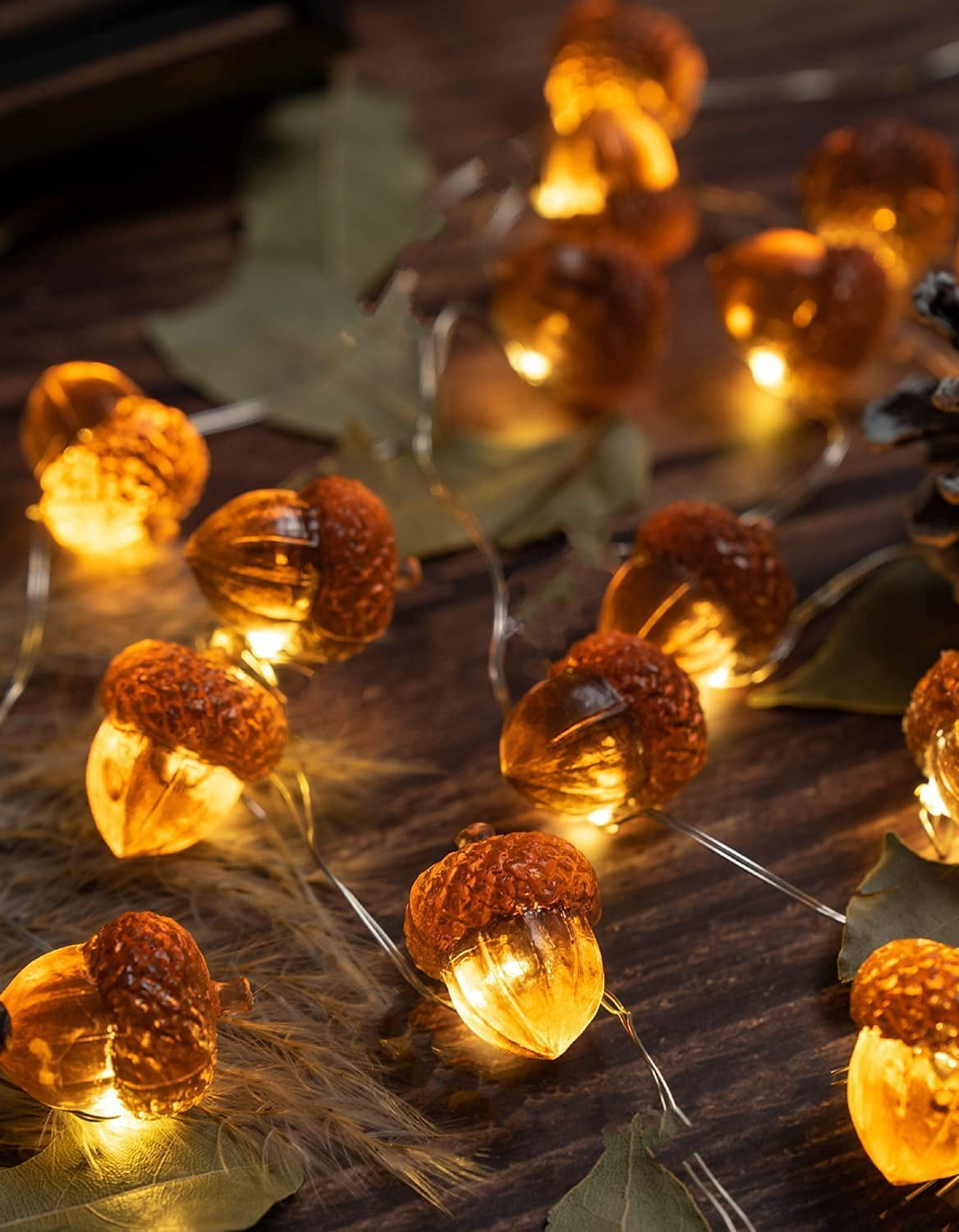 JUNXIAO-3D Acorn Fall Decorations String Lights, Full Size Acorn ...