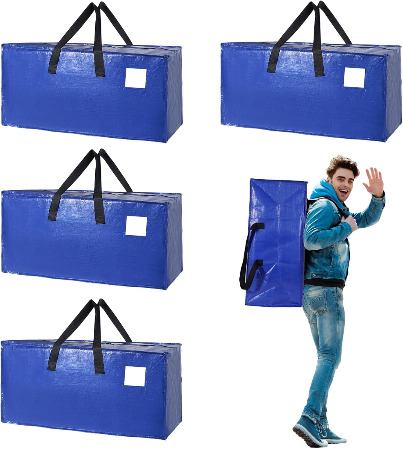 JUNXIAO-4 Pack Dorm Moving Bags with Backpack Straps Heavy Duty Moving ...