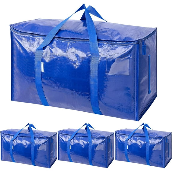 JUNXIAO-4 Pack Extra Large Moving Bags with Zippers & Carrying Handles ...
