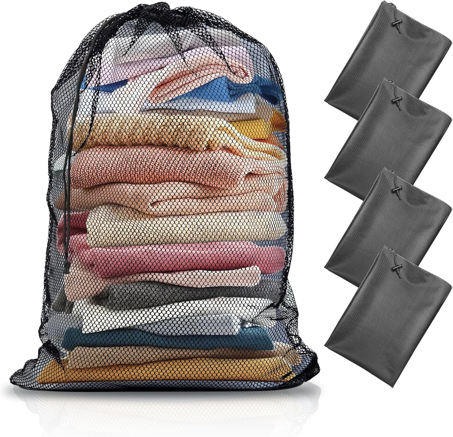 JUNXIAO-4 Pack Mesh Laundry Bags, 24 x 35 Inches Heavy Duty Mesh ...