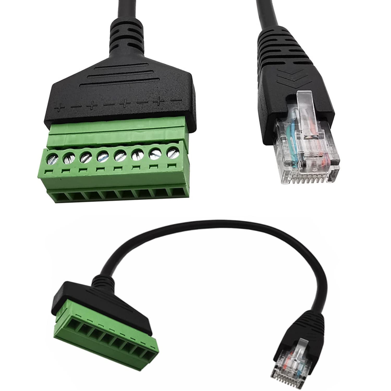 JUNXIAO-4 Packs 1ft RJ45 Male to 8 Pin Screw Terminal Connector, RJ45 ...