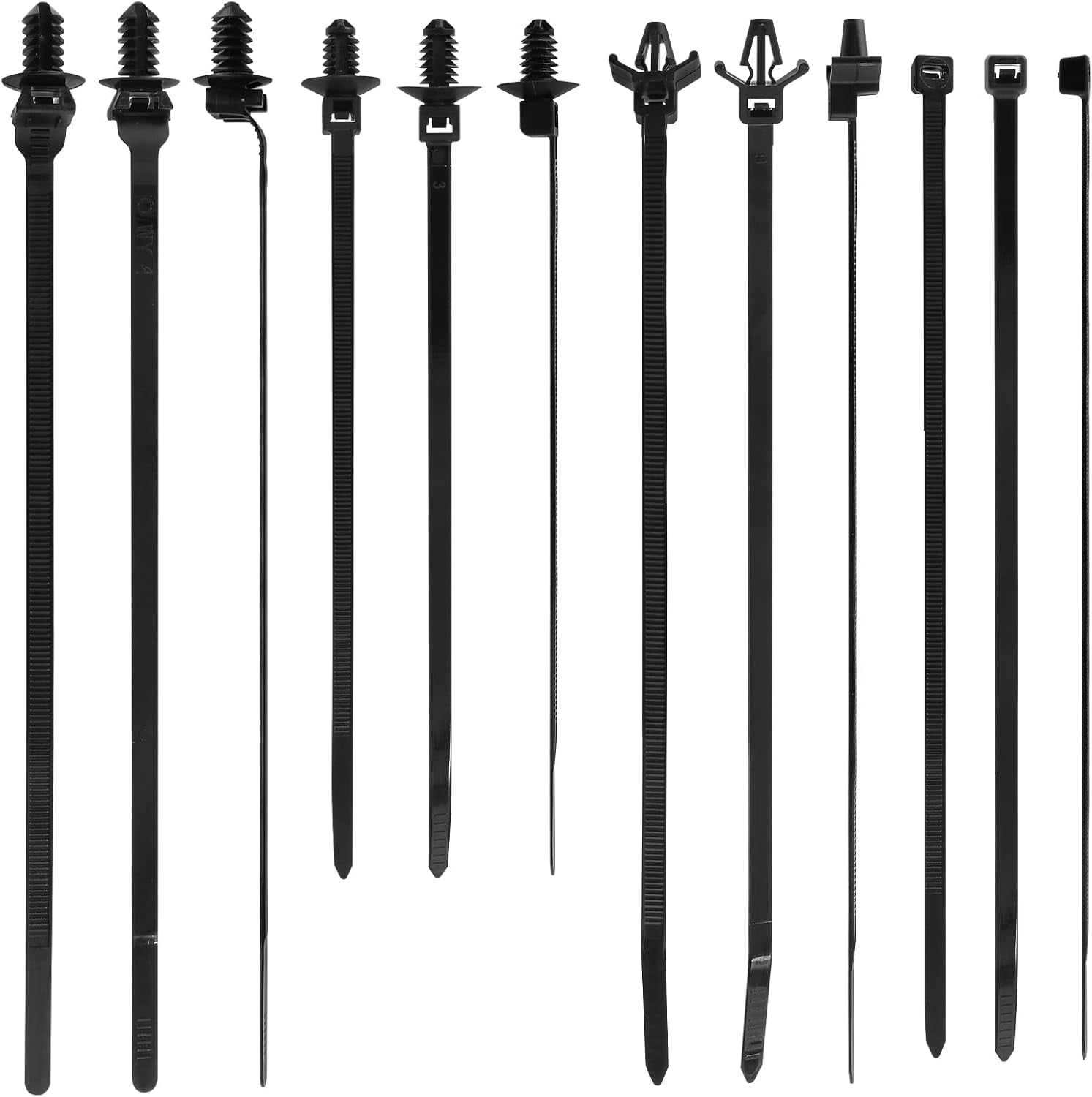 JUNXIAO-4 Types 120 Pcs Black Nylon Push Mount Cable Zip Tie, Arrow ...