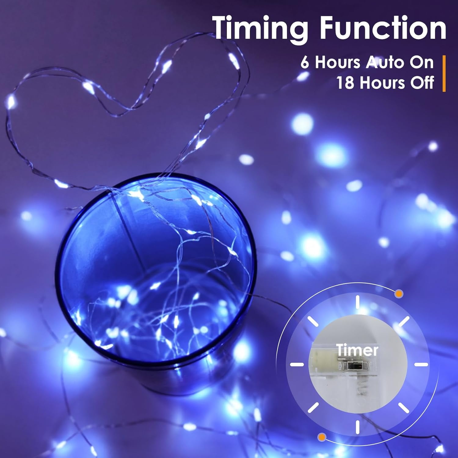 LINYAN-5 Pack Fairy Lights Battery Operated with Timer, 50 LED Mini ...