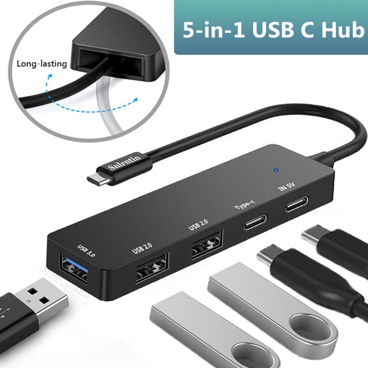 JUNXIAO-5 Ports USB C Hub, USB C to USB Hub with USB 3.0, USB C ...