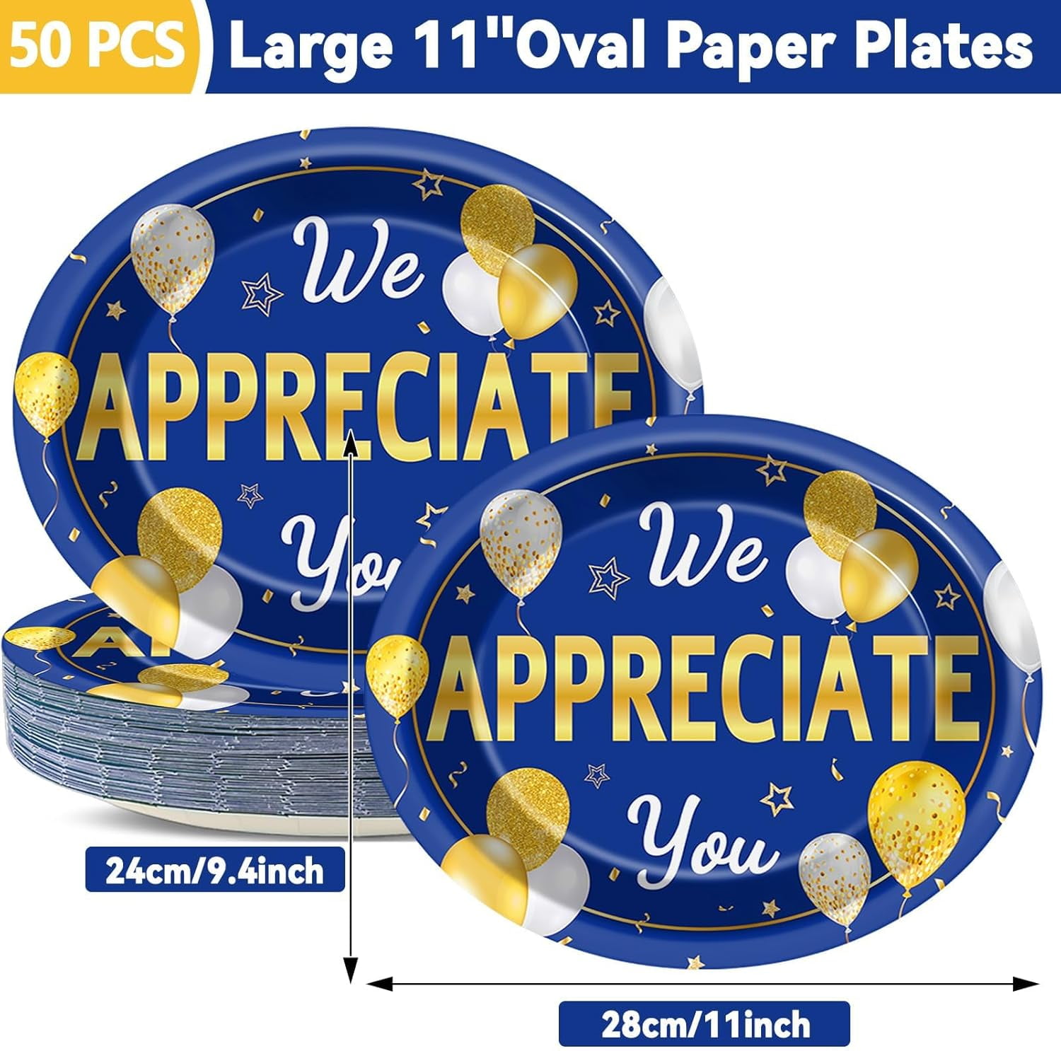 JUNXIAO-50 Pcs We Appreciate You Party Plates Thank You Plates CNA ...